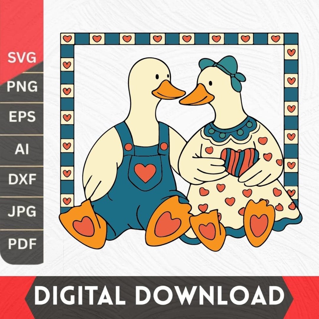 Vintage Goose Couple SVG, Retro Farmhouse Animals Clipart (digital ...