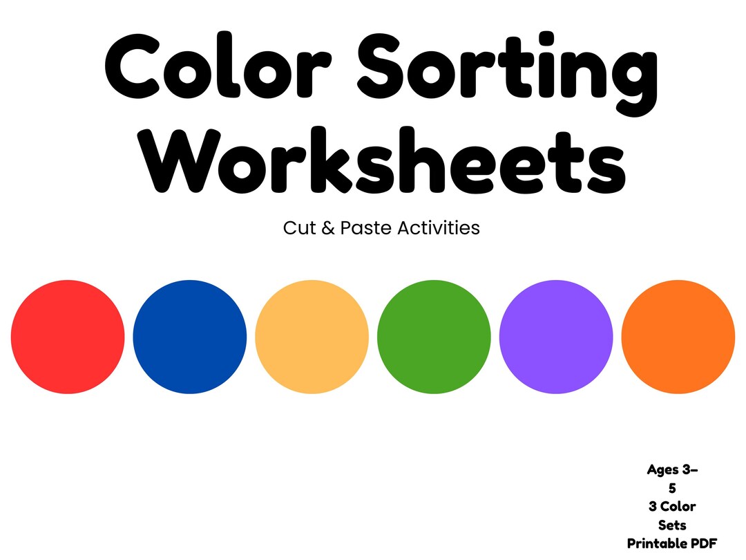 Color Sorting Worksheets for Preschool | Cut and Paste Printable ...