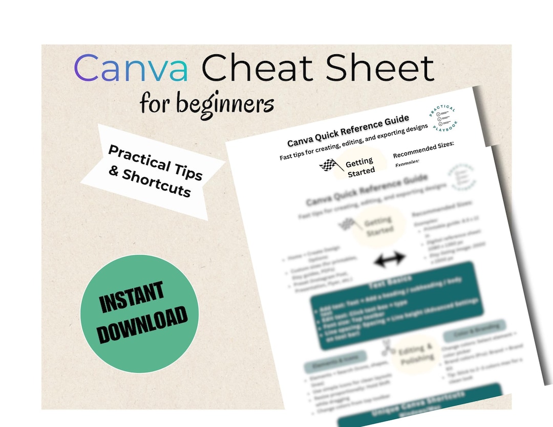 Canva Cheat Sheet for Beginners - Etsy