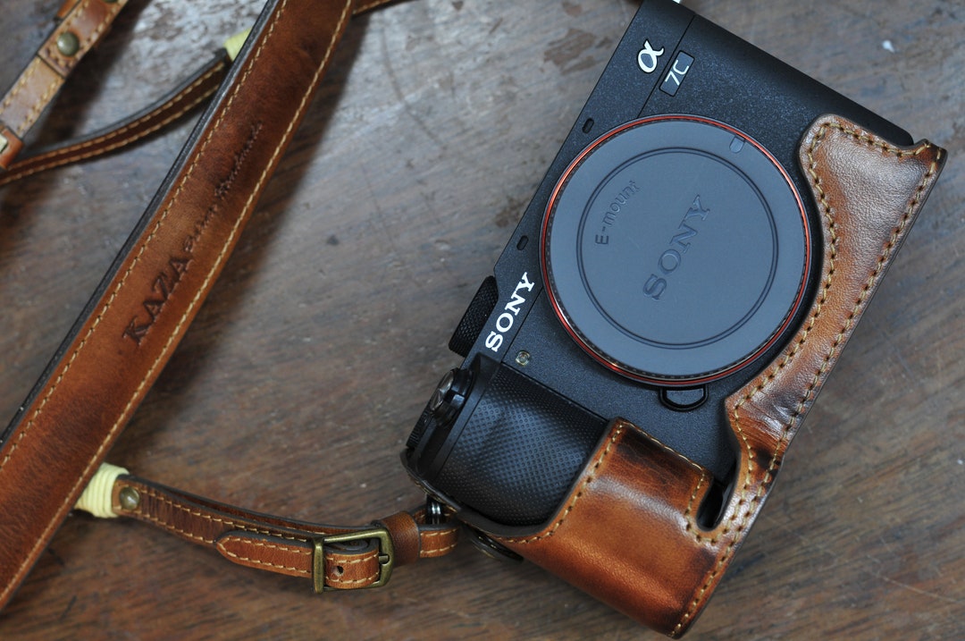 SONY A7C Leather Case ,vintage Brown or Black Half Case & Strap Set - Etsy