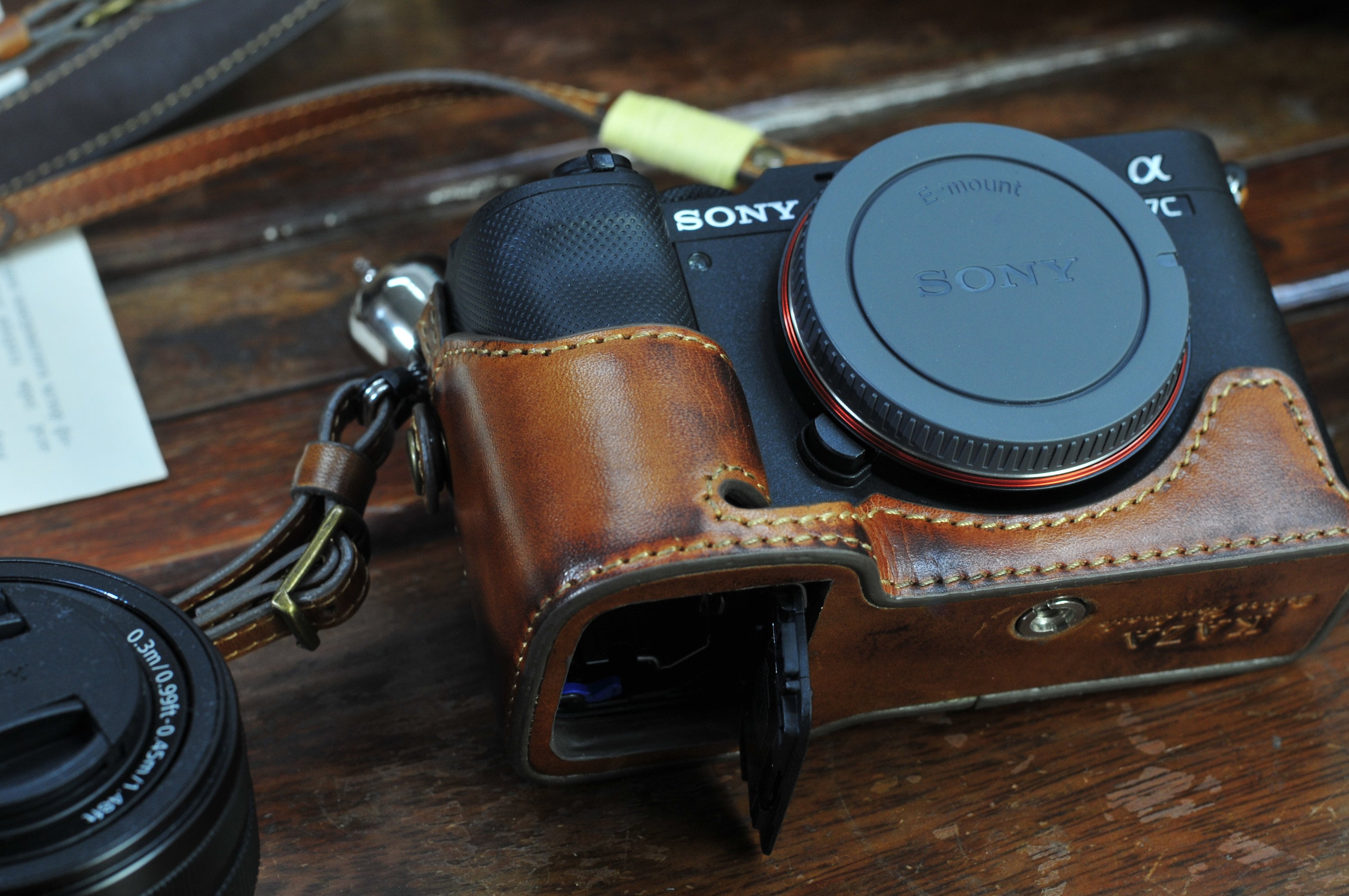 SONY A7C Leather Case ,vintage Brown or Black Half Case & Strap Set - Etsy