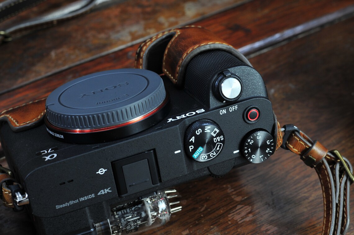 SONY A7C Leather Case vintage Brown or Black Half Case & | Etsy