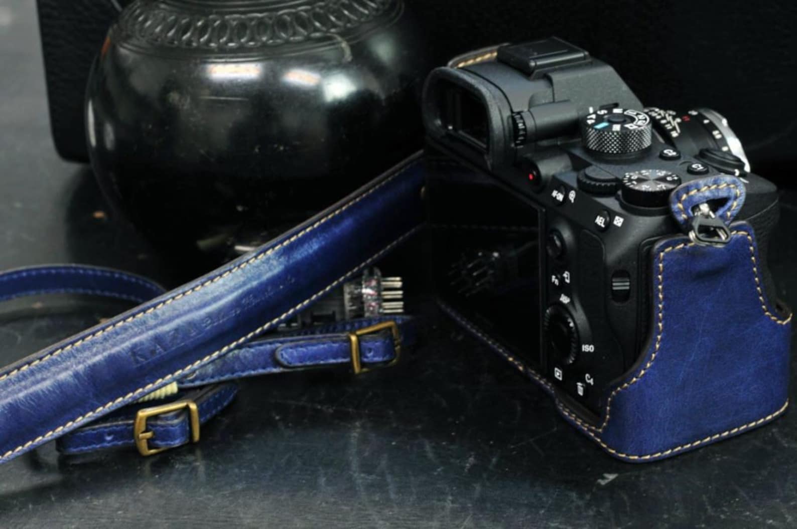 SONY A7R3 A73 A7iii Leather Case ,royal Blue or Black Half Case & Strap ...