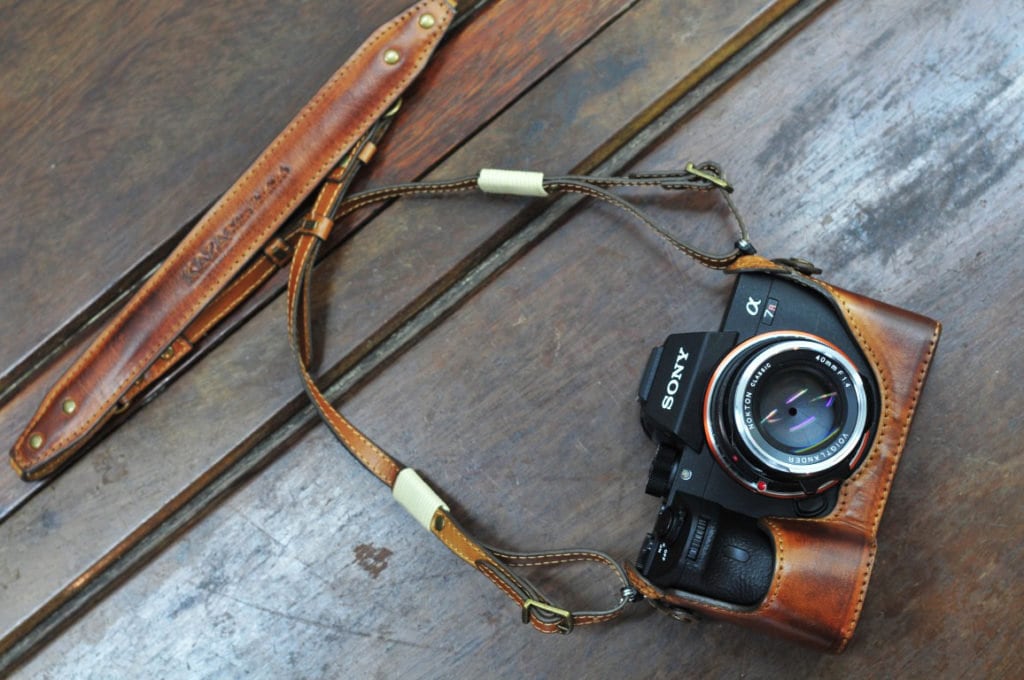 SONY A7R3 A73 A7iii Leather Case ,vintage Brown Half Case & Strap Set ...