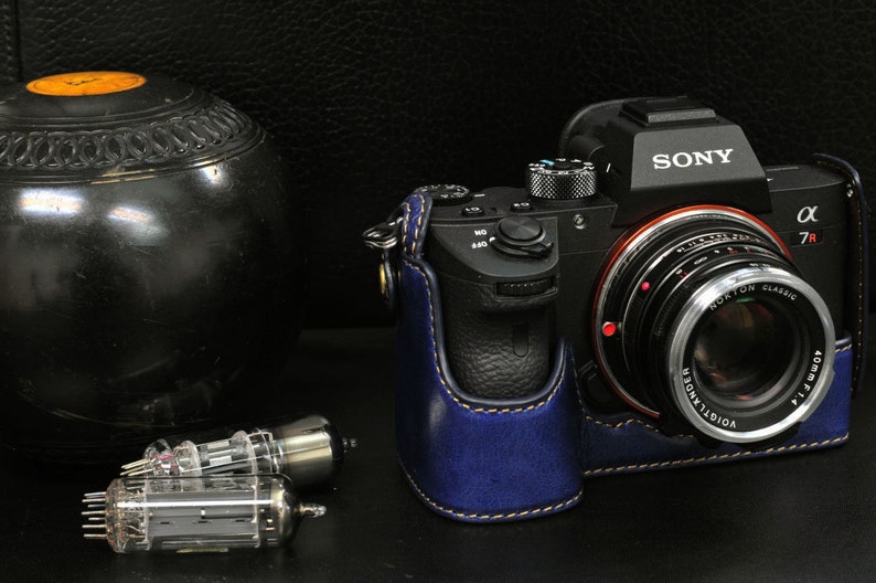 SONY A7R3 A73 A7iii Leather Case ,royal Blue or Black Half Case & Strap ...