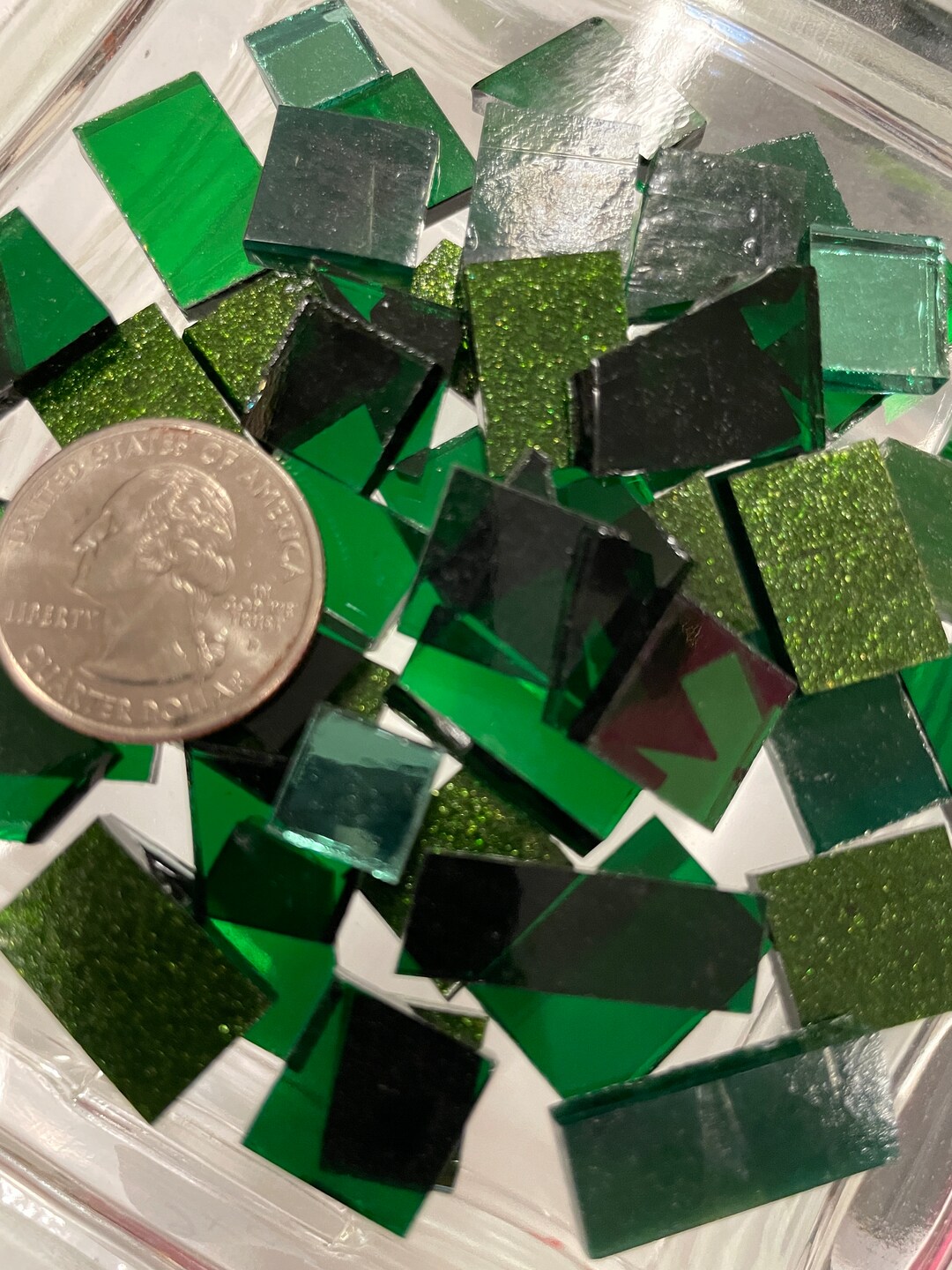 75 mixed Greens ODD Size Stained Glass Mosaic Tile Supply I-5 - Etsy