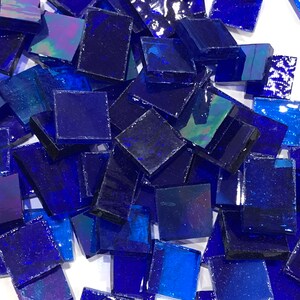 IRIDIZED COBALT & Transparent Blue Stained Glass Tile Supply - Etsy