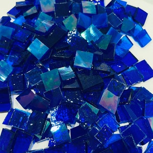 IRIDIZED COBALT & Transparent Blue Stained Glass Tile Supply - Etsy