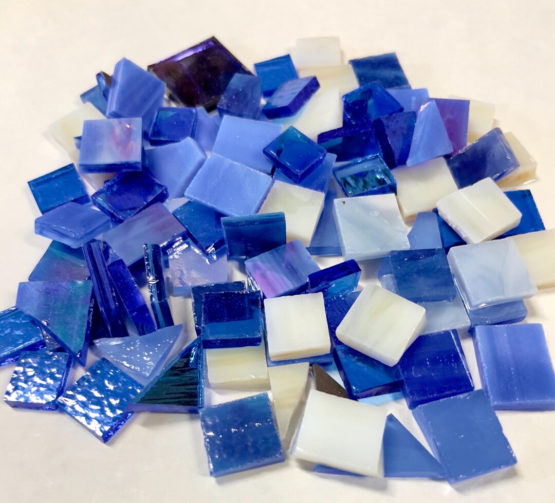 Icy Blues Periwinkle & Cornflower W/ Irid Translucent Stained Glass A7 ...