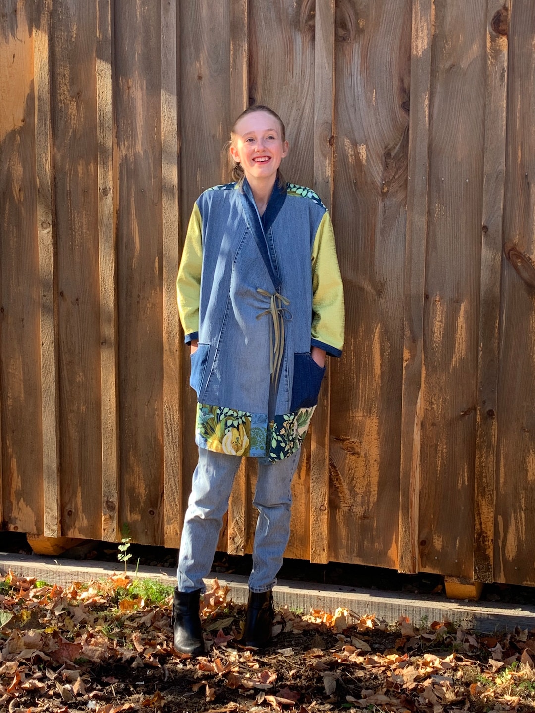Kimono Style/ Light Three-quarter Coat/ Upcycled Denim Coat/ Women’s ...