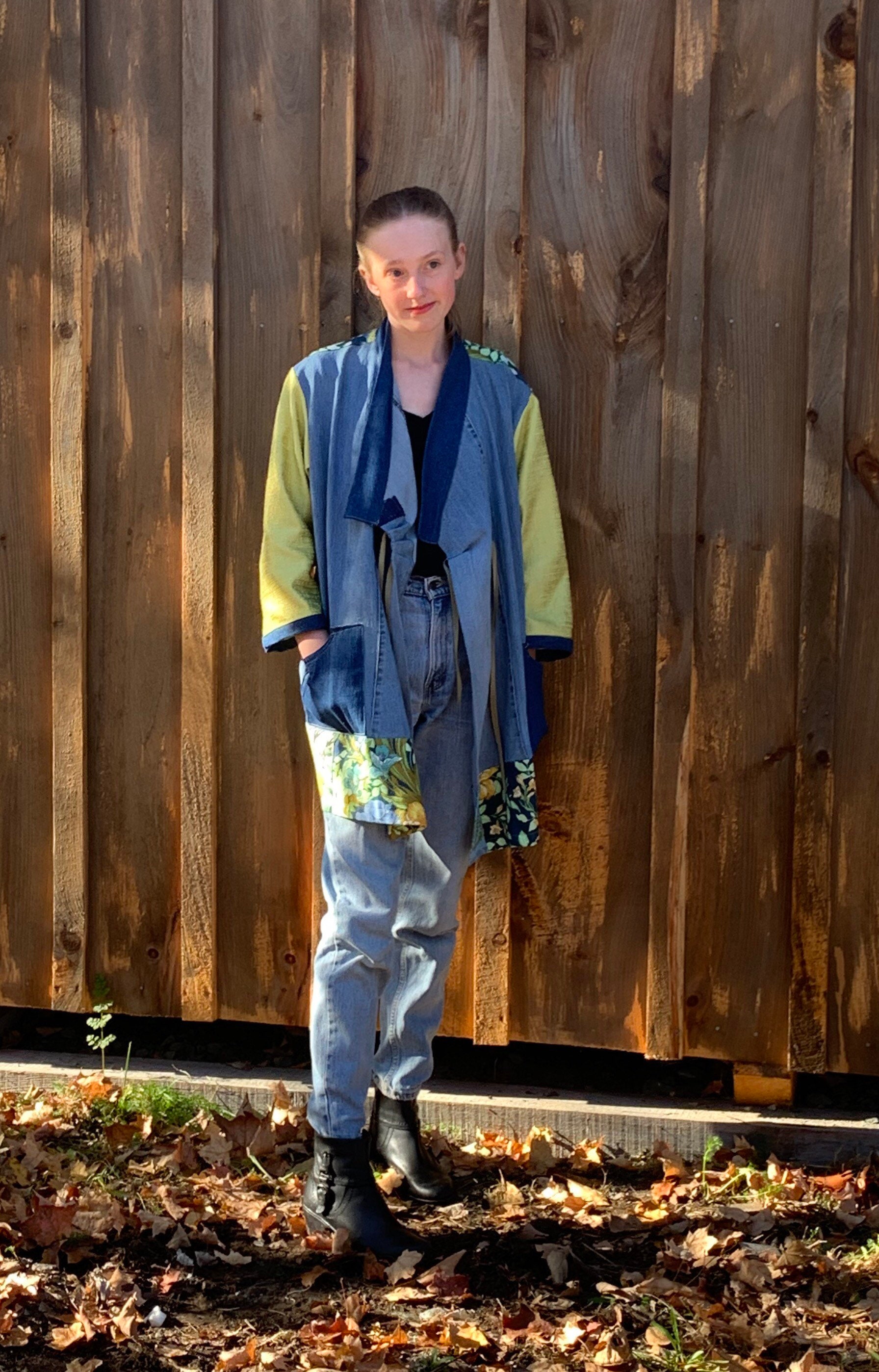 Kimono Style/ Light Three-quarter Coat/ Upcycled Denim Coat/ Womens ...