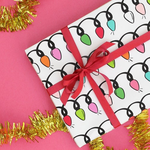 Christmas Wrapping Paper Holiday Gift Wrap Colorful Typography - Etsy UK
