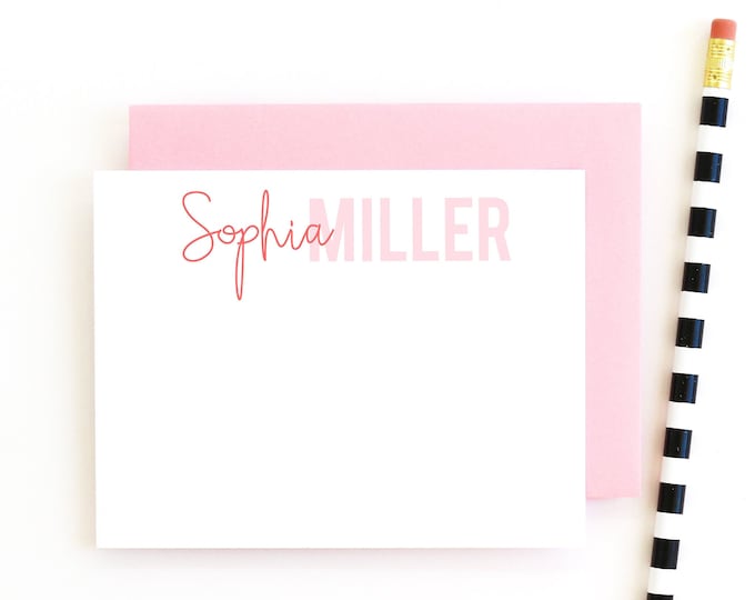Women's Personalized Stationary, Custom Stationery Set, Girls Flat ...