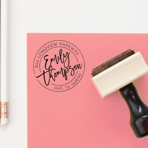 Custom Address Stamp Round Self Inking Stamp Circle Address | Etsy