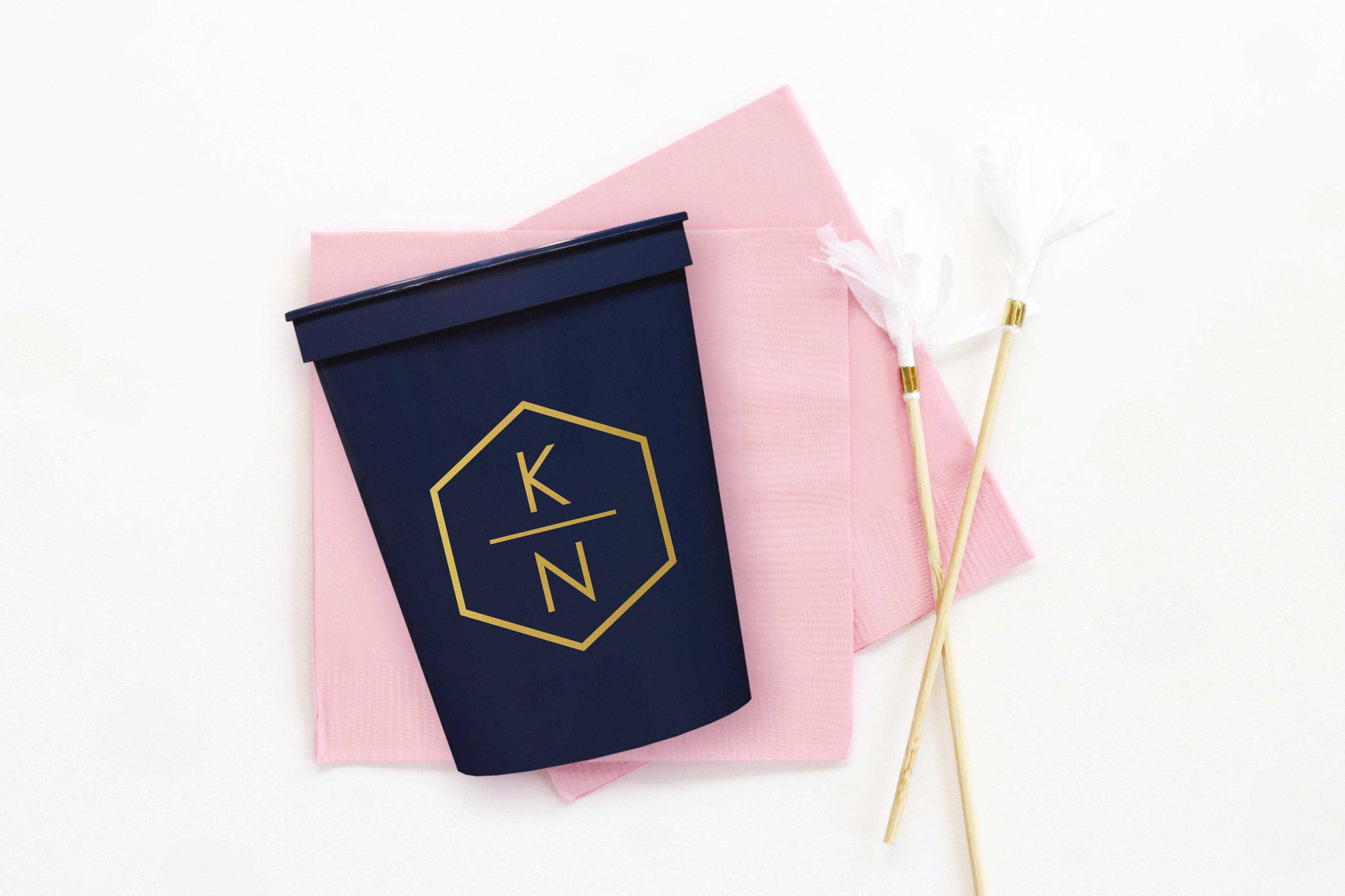 Monogram Wedding Cups Monogrammed Cups Personalized Plastic | Etsy