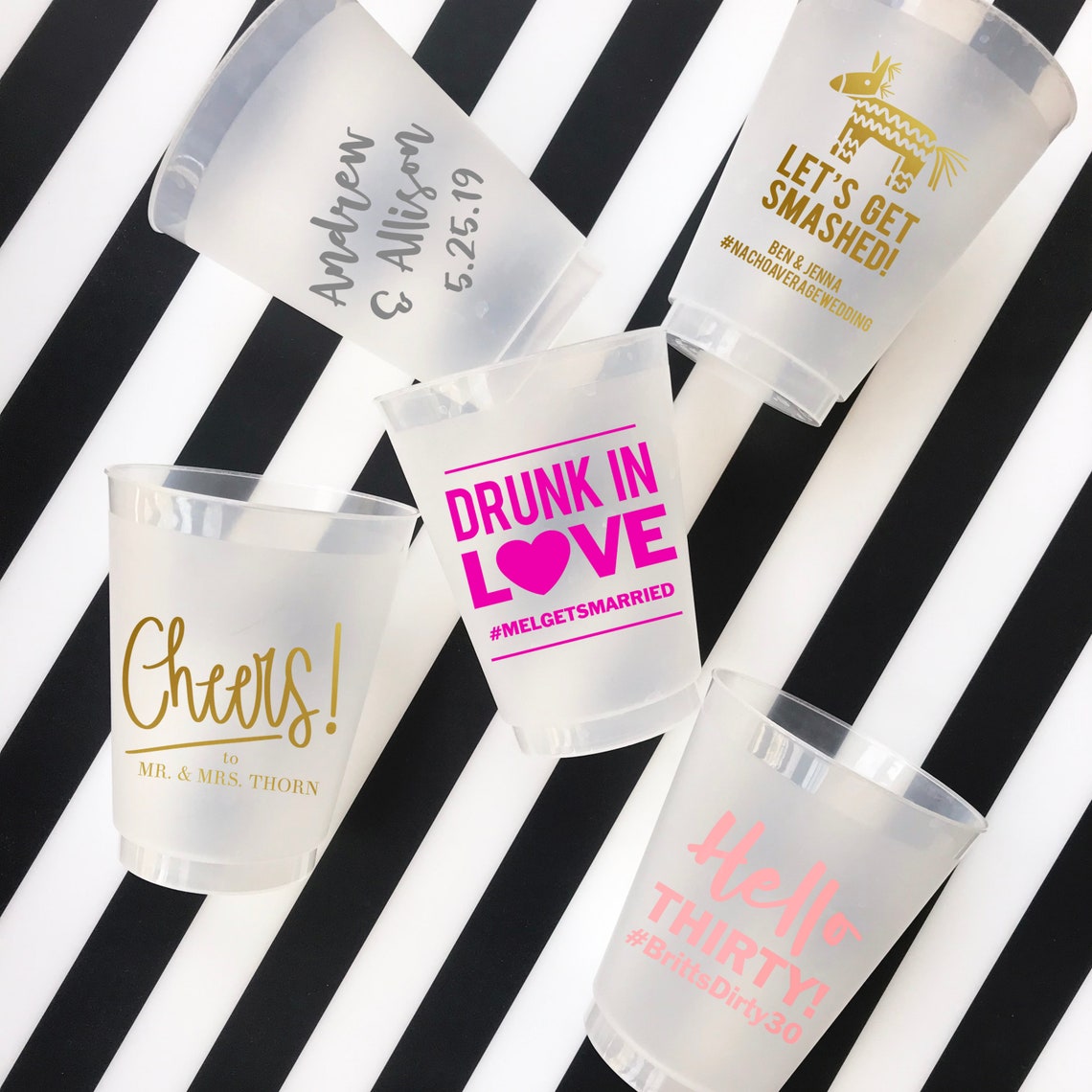 Custom Wedding Monogram Plastic Cups Bridal Shower Cups - Etsy