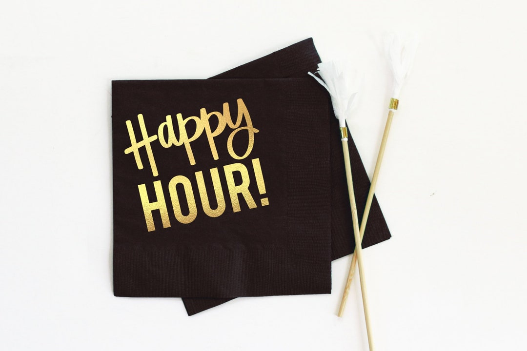 Happy Hour Cocktail Napkins Birthday Party Beverage Napkins Hostess ...