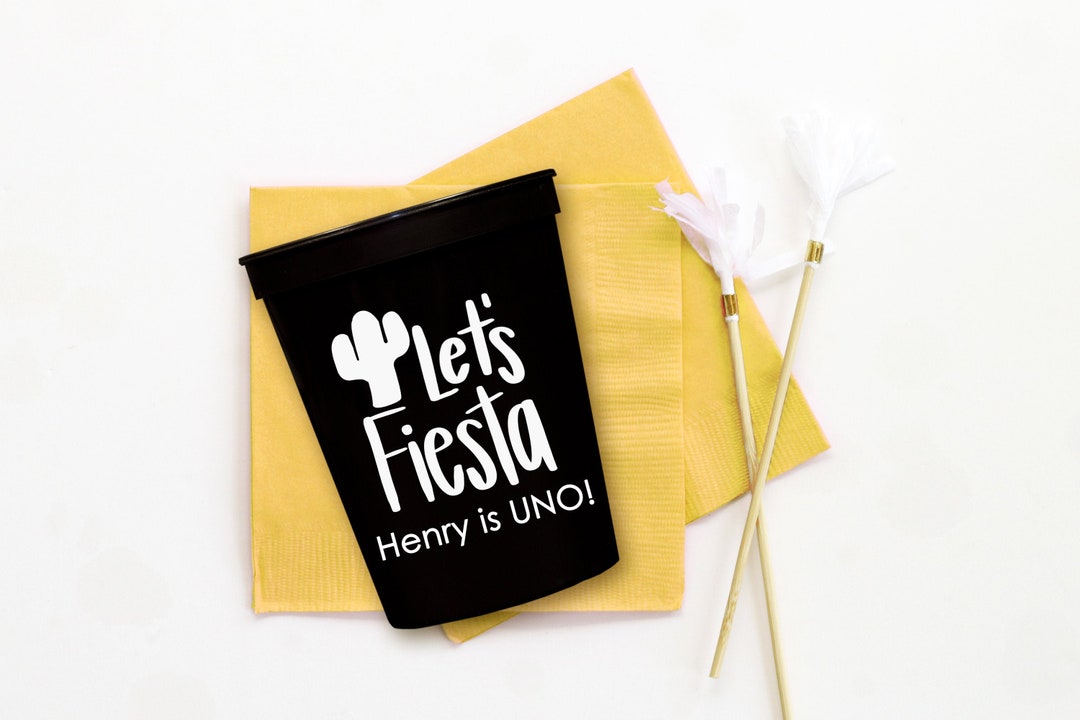 Uno First Birthday Cups, 1st Fiesta Party Decorations, Uno Themed ...