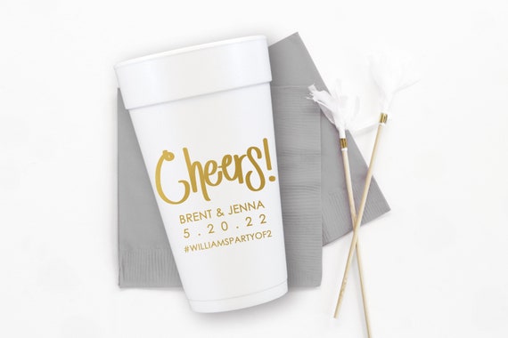 Cheers Cups for Wedding Personalized Styrofoam Cups - Etsy