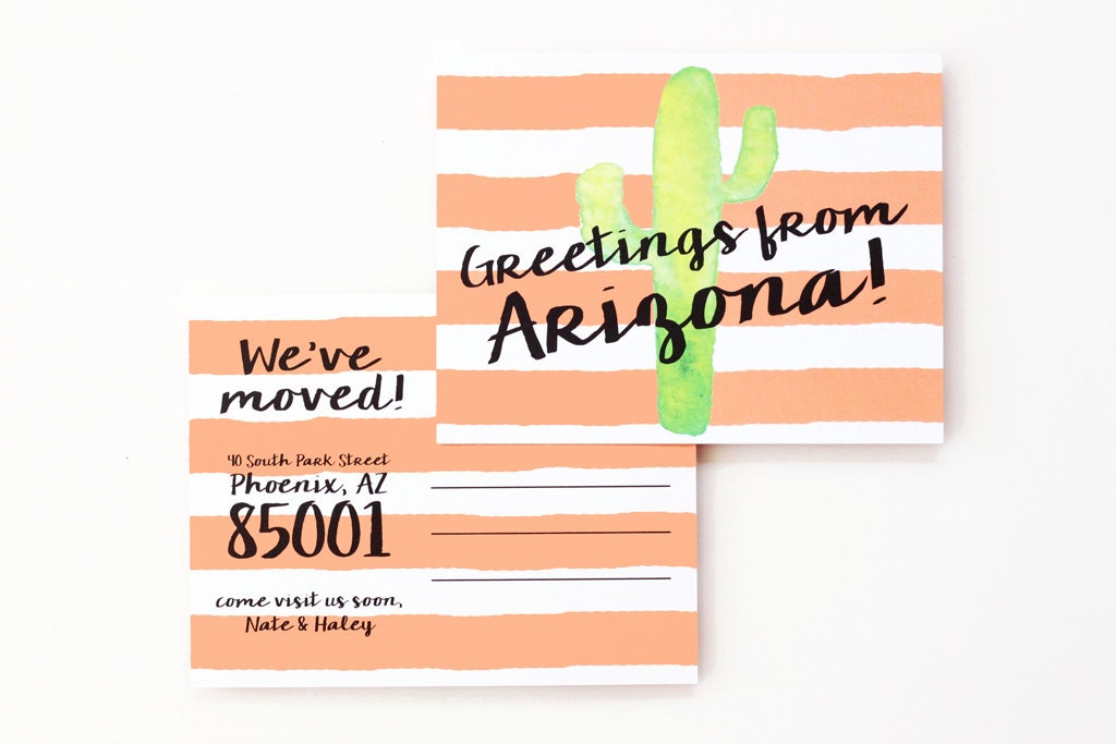 Moving Postcards New Home Announcement Change of Address Cards Cactus ...