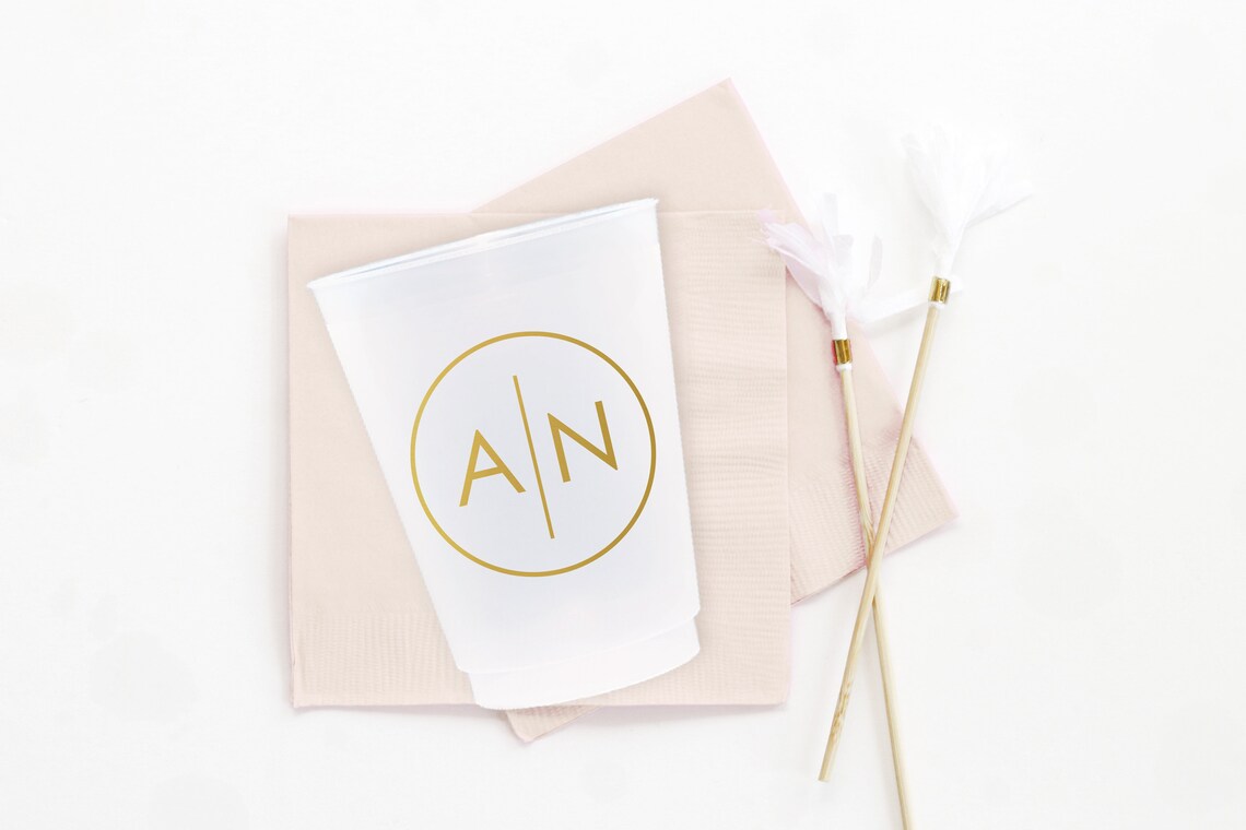 Monogram Wedding Cups Personalized Frosted Cups Custom Wedding - Etsy