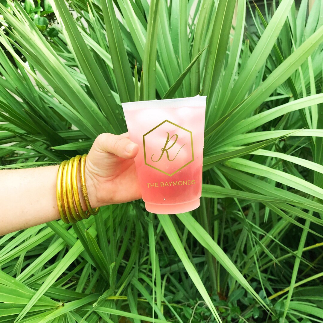 Custom Wedding Monogram Plastic Cups, Bridal Shower Cups, Monogram ...