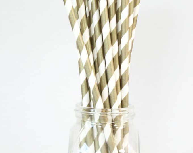 Gold Stripe Straws Metallic Paper Straws Gold Party Supplies - Etsy