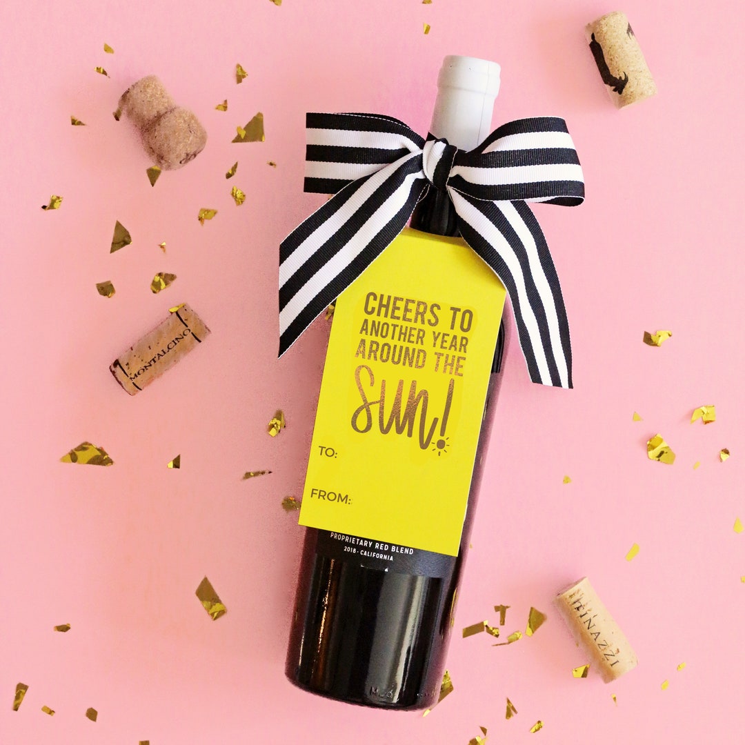 Happy Birthday Wine Label, Personalized Wine Gift Tags, Last Minute ...