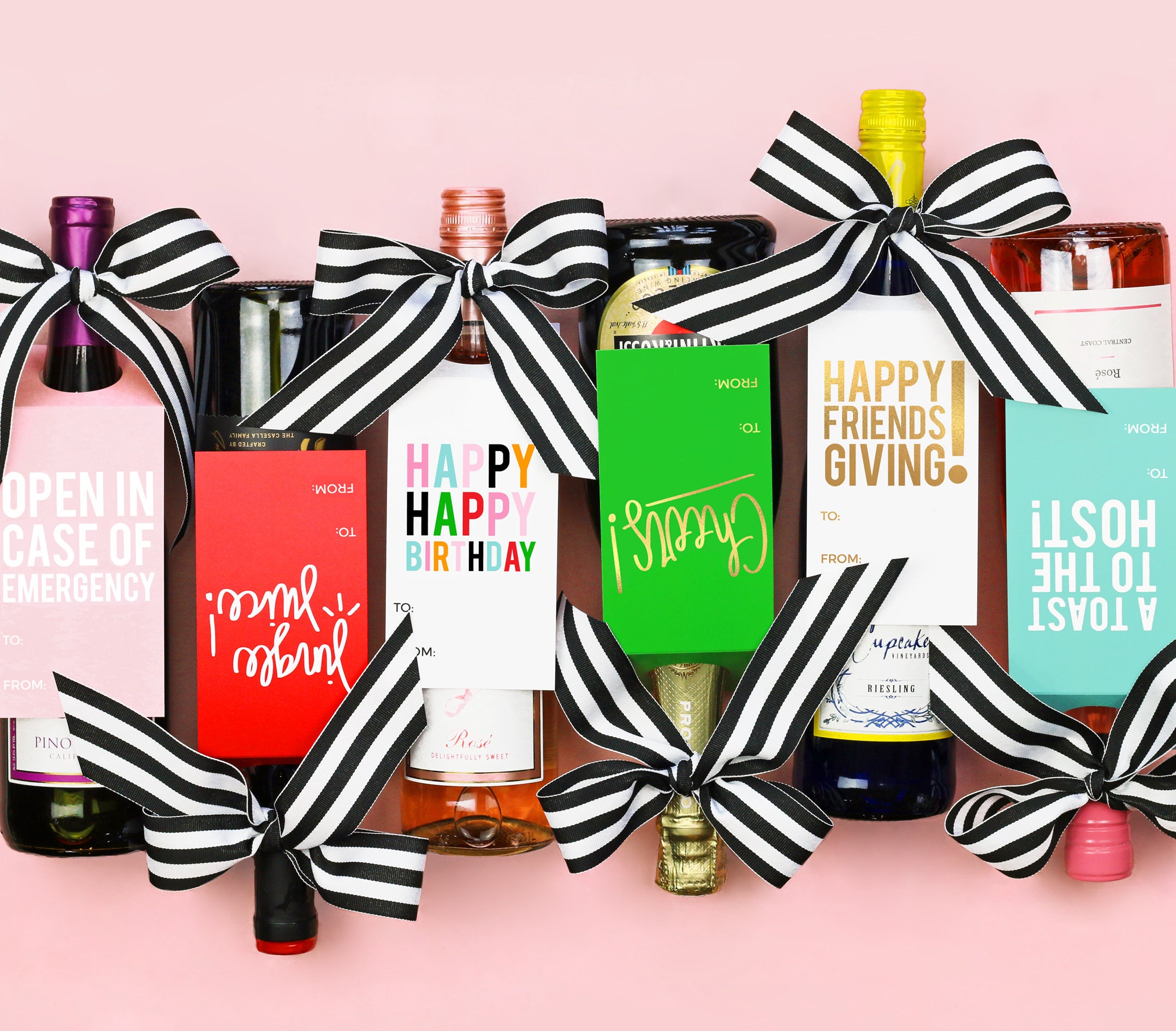 Wine Bottle Gift Tags Cute Wine Tags Last Minute Gift Ideas - Etsy