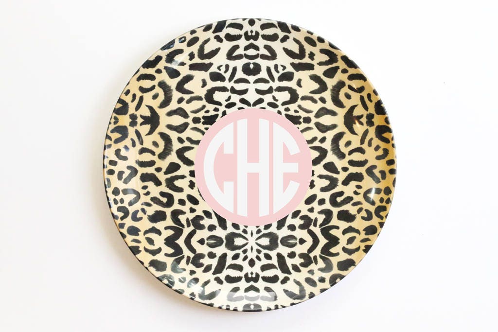 Personalized Melamine Plate Monogram Plate for Kids Leopard | Etsy