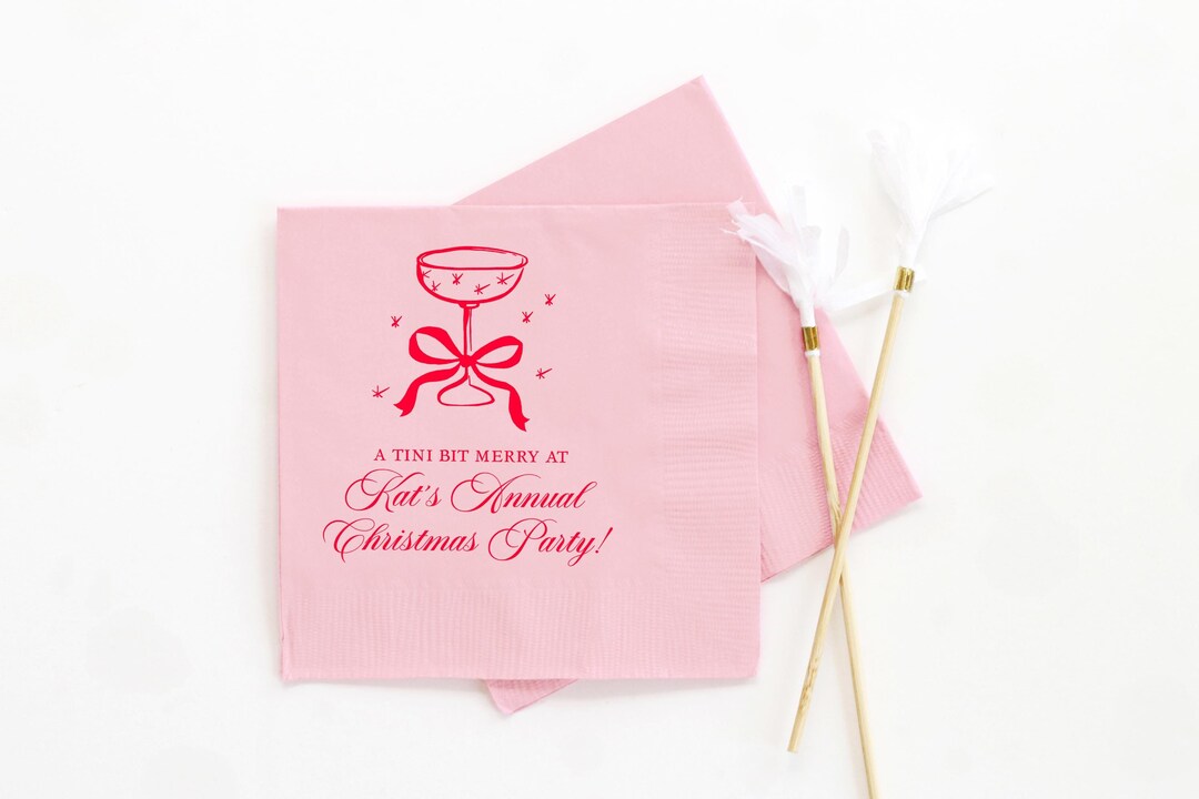 A Tini Bit Merry Christmas Party Napkins - Personalized Cocktail Napkin ...