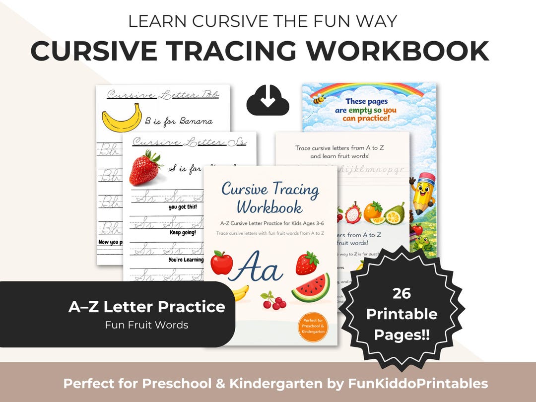 Cursive Tracing Workbook A–Z | Printable Cursive Writing Practice for ...