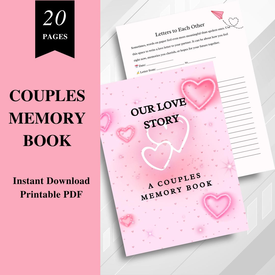 Couples Memory Book | Love Story Journal, Anniversary Gift (PDF ...