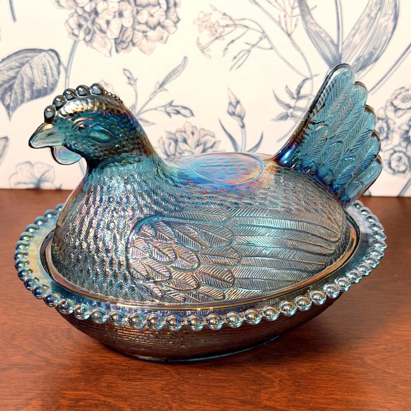 Vintage Indiana Glass Hen - Etsy