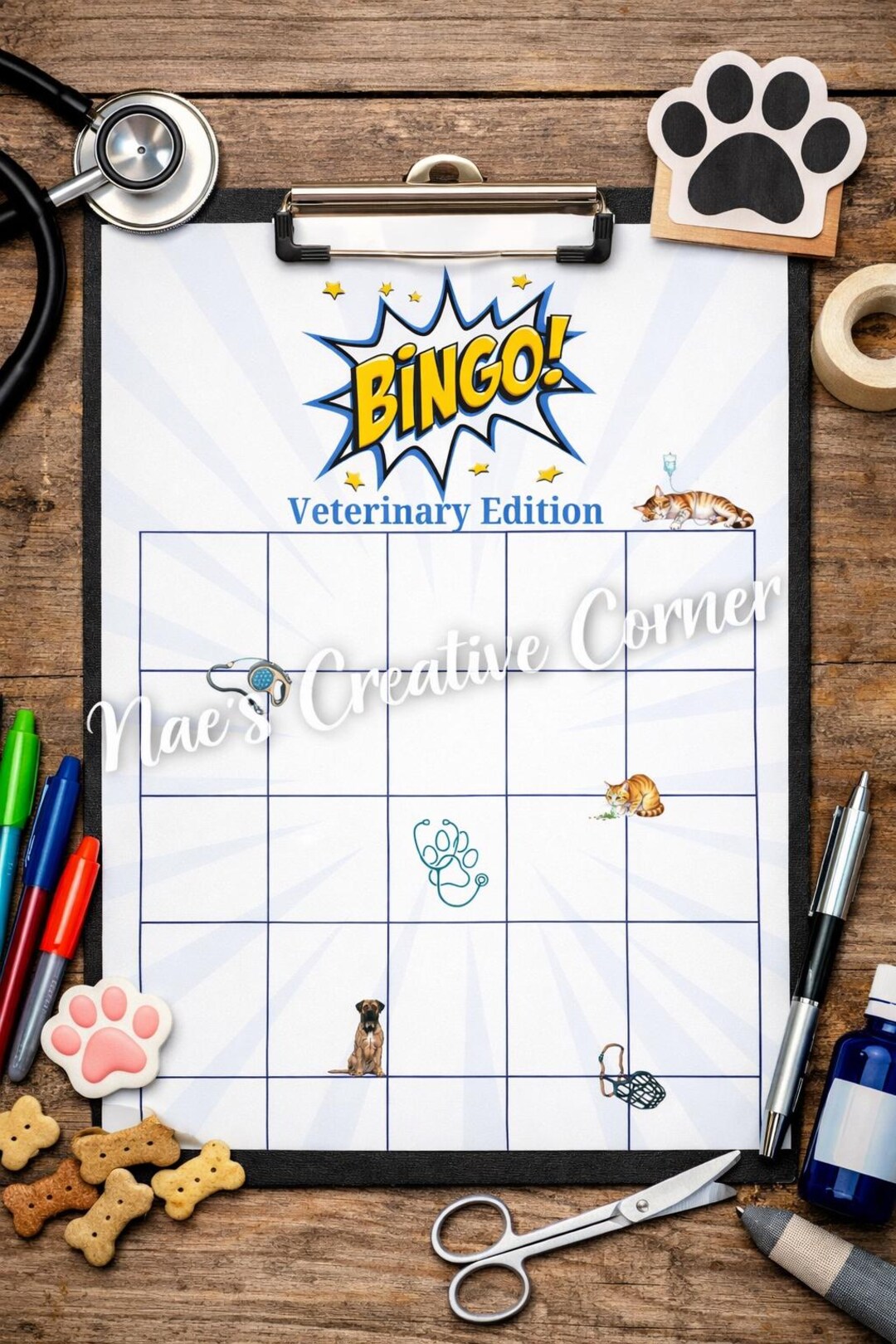 Veterinary Bingo Fillable Template | Vet Office Game | Veterinary Team ...