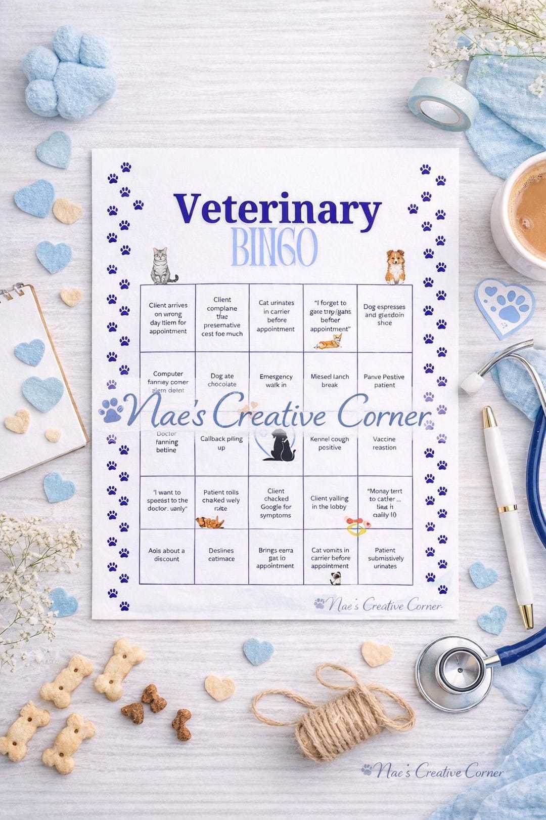 Veterinary Bingo Card Printable | Funny Vet Clinic Game | Digital Download | Vet Tech Gift ...