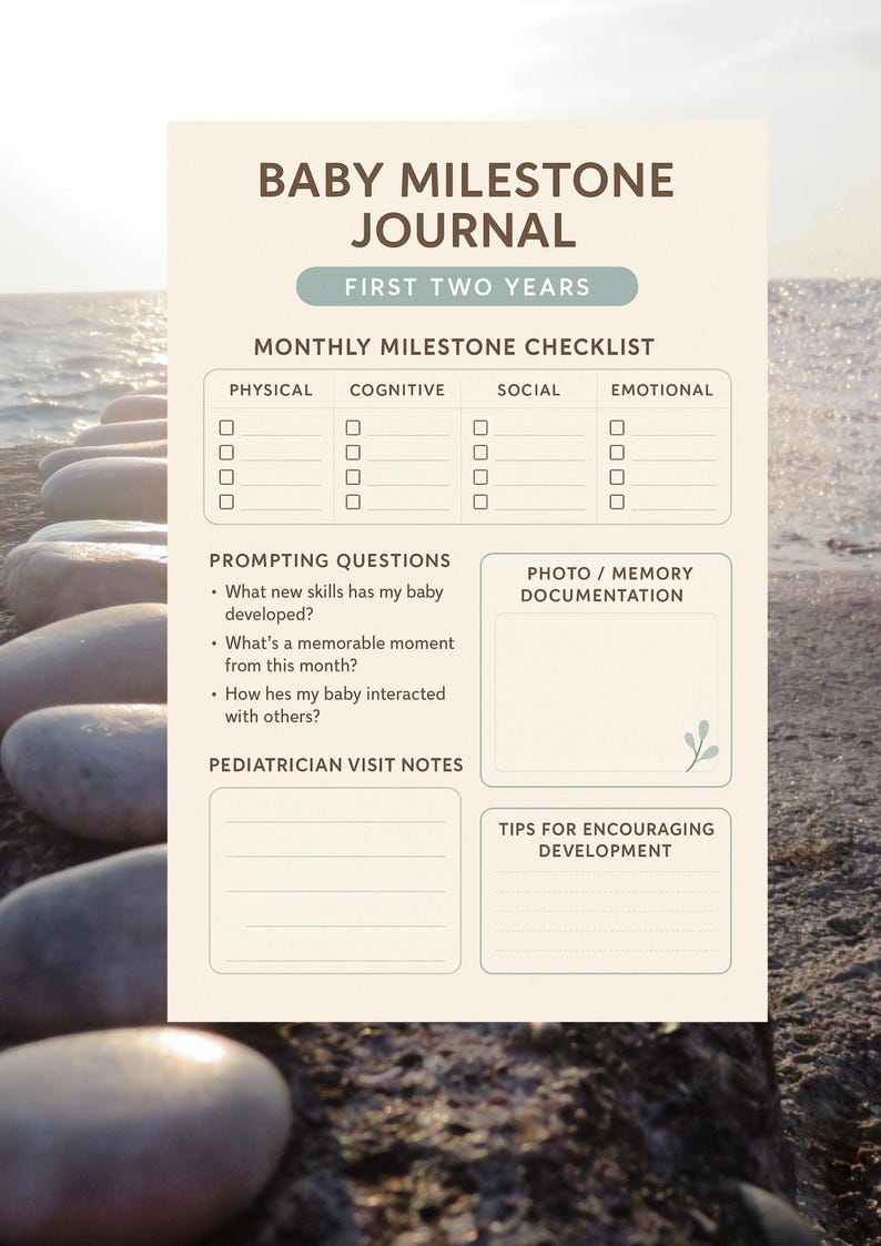 Baby Milestone Planner| Printable Keepsake for Recording First-year ...