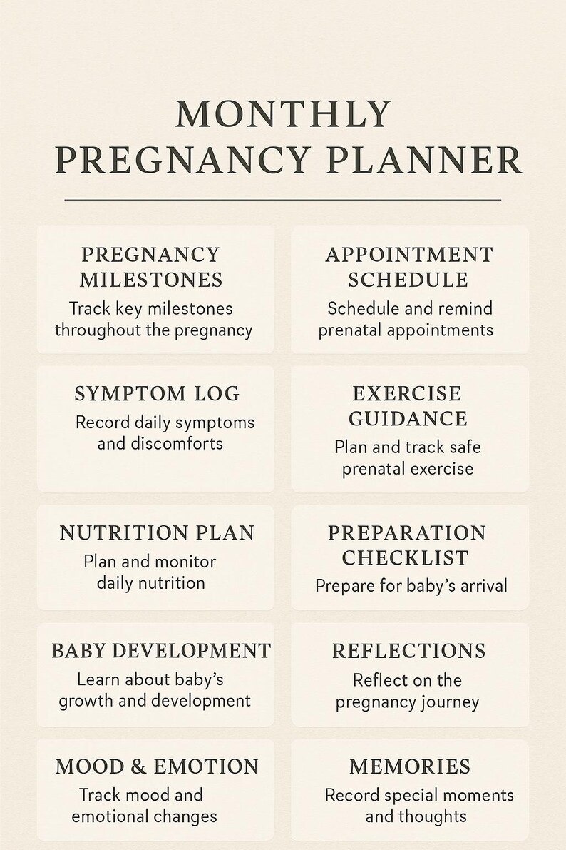 Monthly Pregnancy Planner | Printable Maternity Journal | Baby Bump ...
