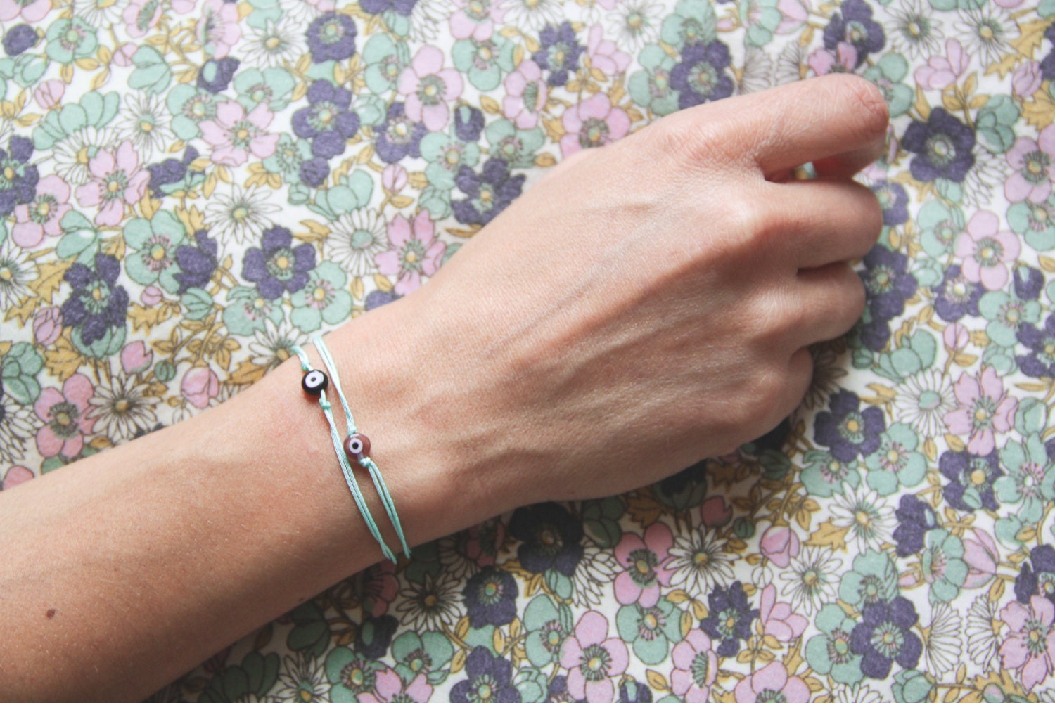 Evil Eye String Bracelet / Friendship Bracelet / Aqua String - Etsy