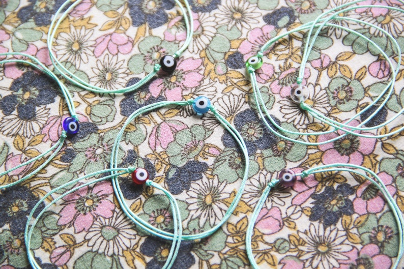 Evil Eye String Bracelet / Friendship Bracelet / Aqua String - Etsy