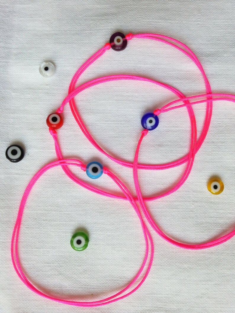 Evil Eye String Bracelet / Neon Pink String Bracelet / Evil - Etsy