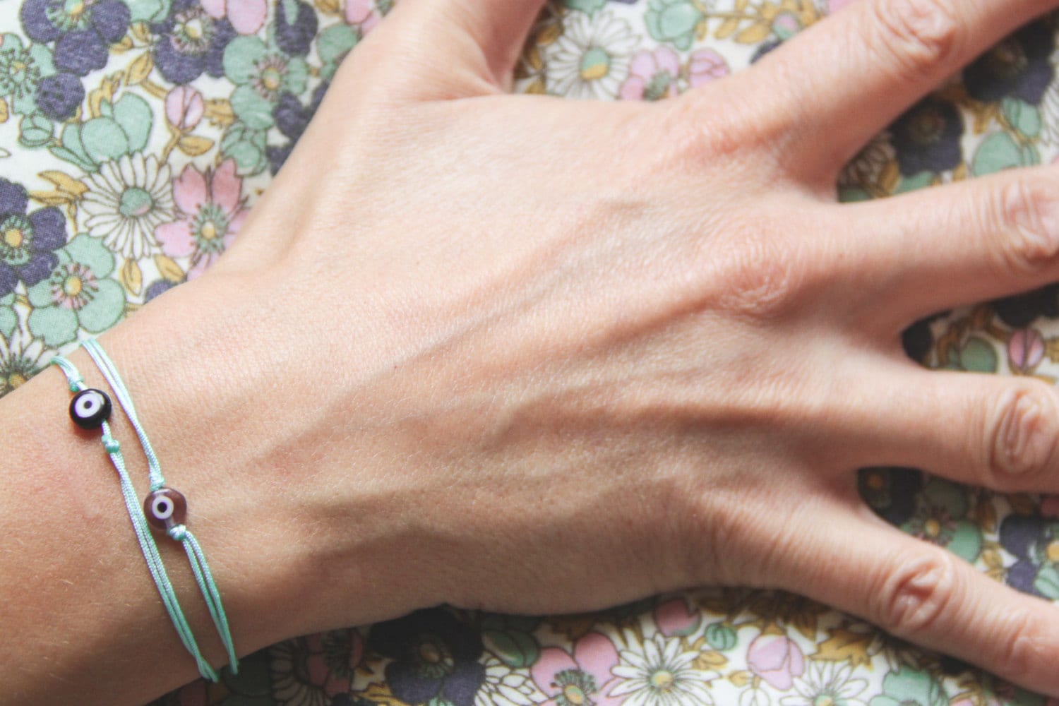 Evil Eye String Bracelet / Friendship Bracelet / Aqua String - Etsy