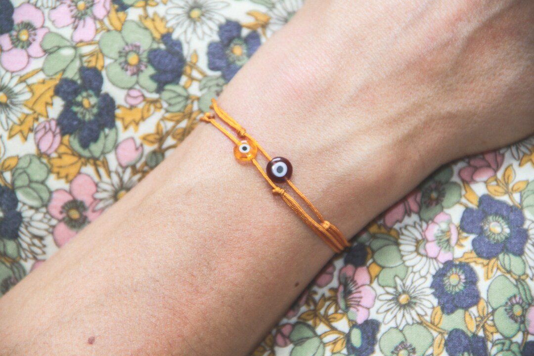 Evil Eye String Bracelet / Mustard String Bracelet / Adjustable Evil ...
