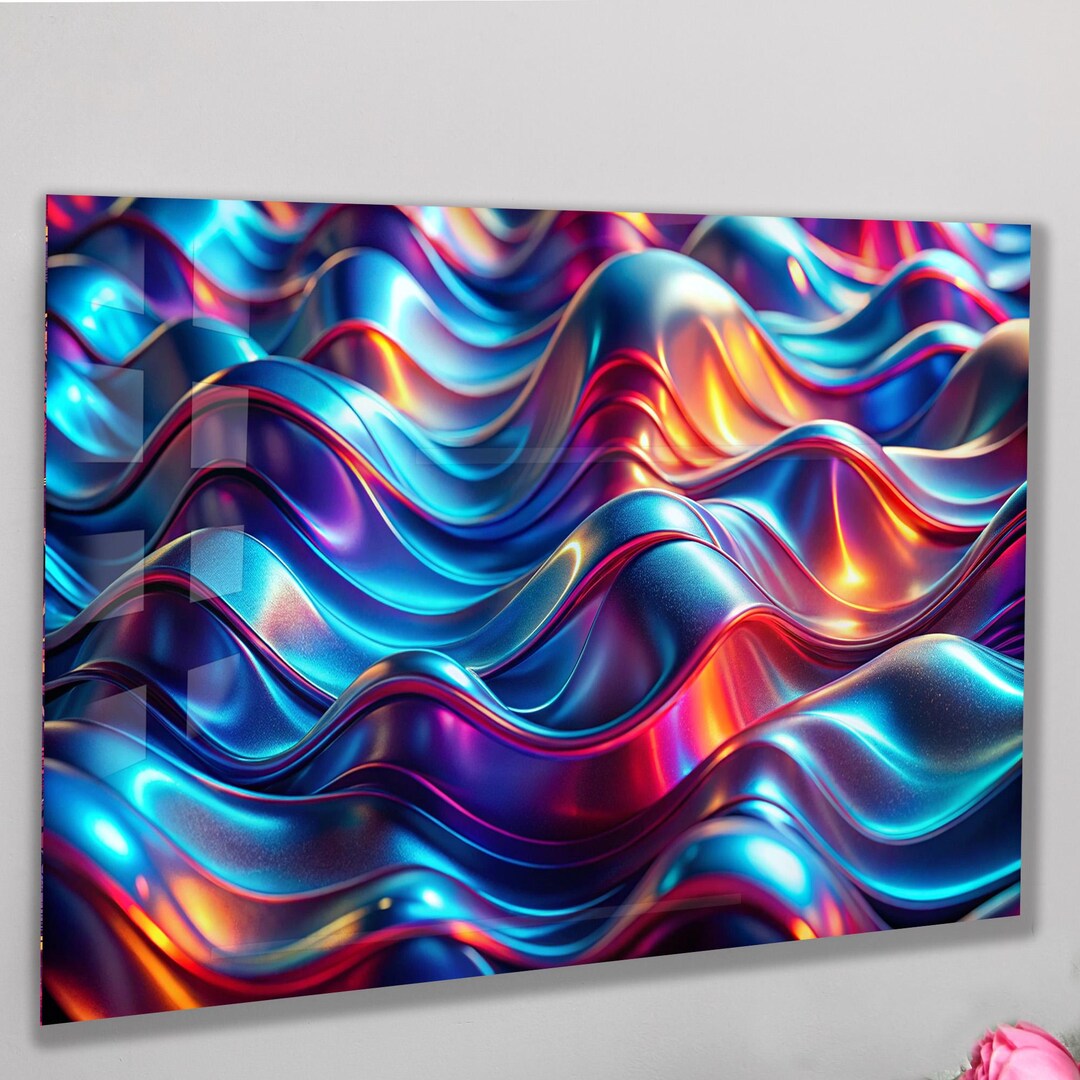 Tempered Glass Wall Art - Extra Large Wall Art- Abstract Fluid Metal ...