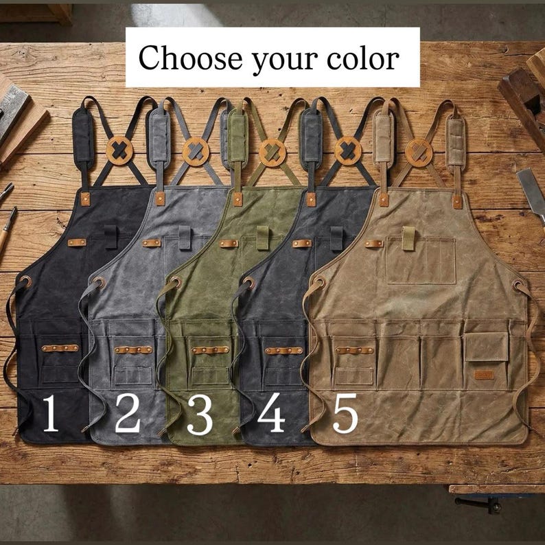 Canvas Workshop Apron With Pockets, Canvas Woodworkers Apron, Canvas ...