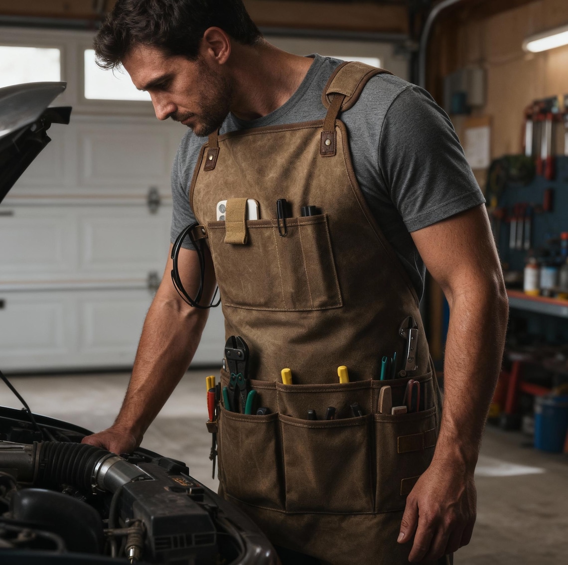 Canvas Workshop Apron With Pockets, Canvas Woodworkers Apron, Canvas ...