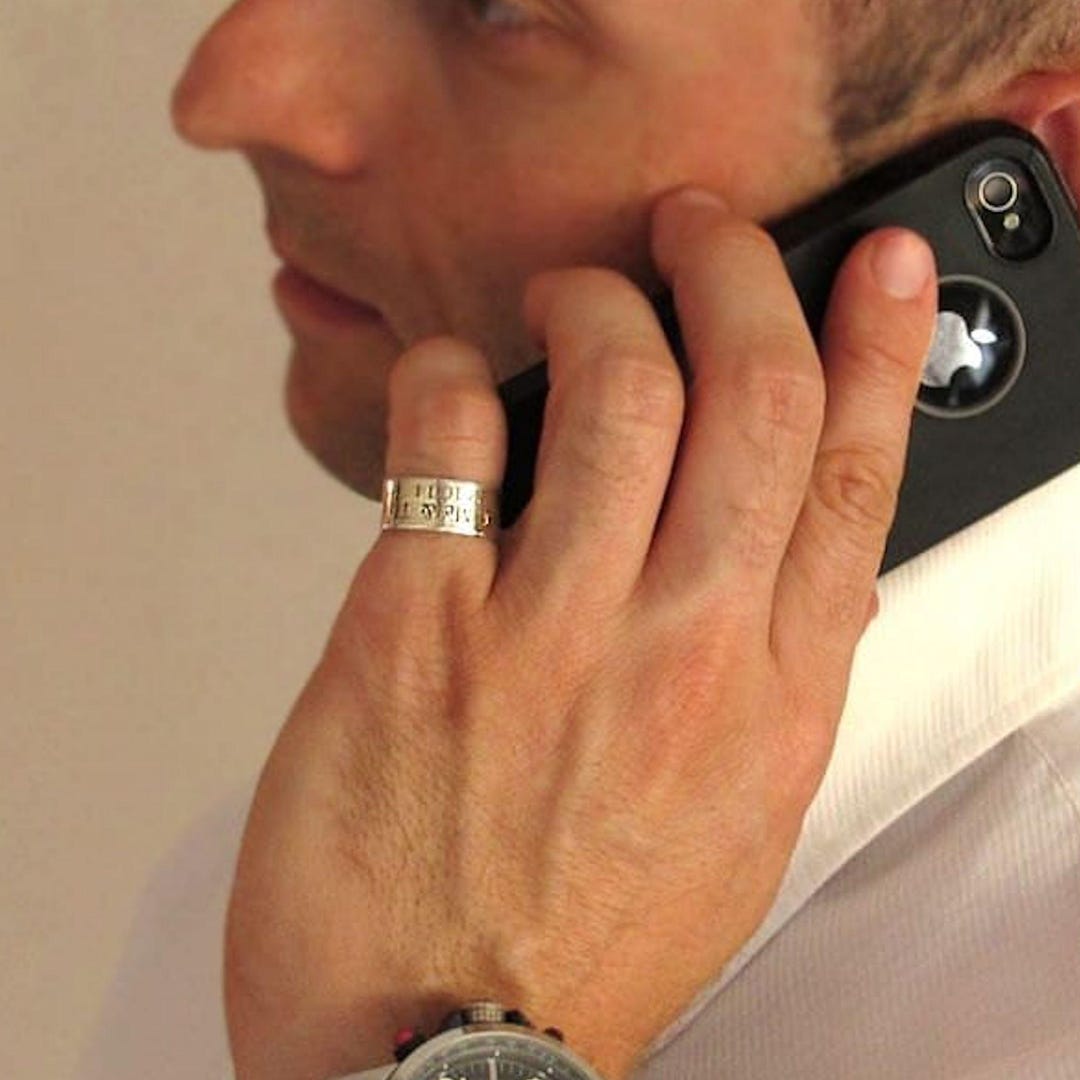 Personalized Mens Pinky Ring Sterling Silver Band Adjustable Engraved ...