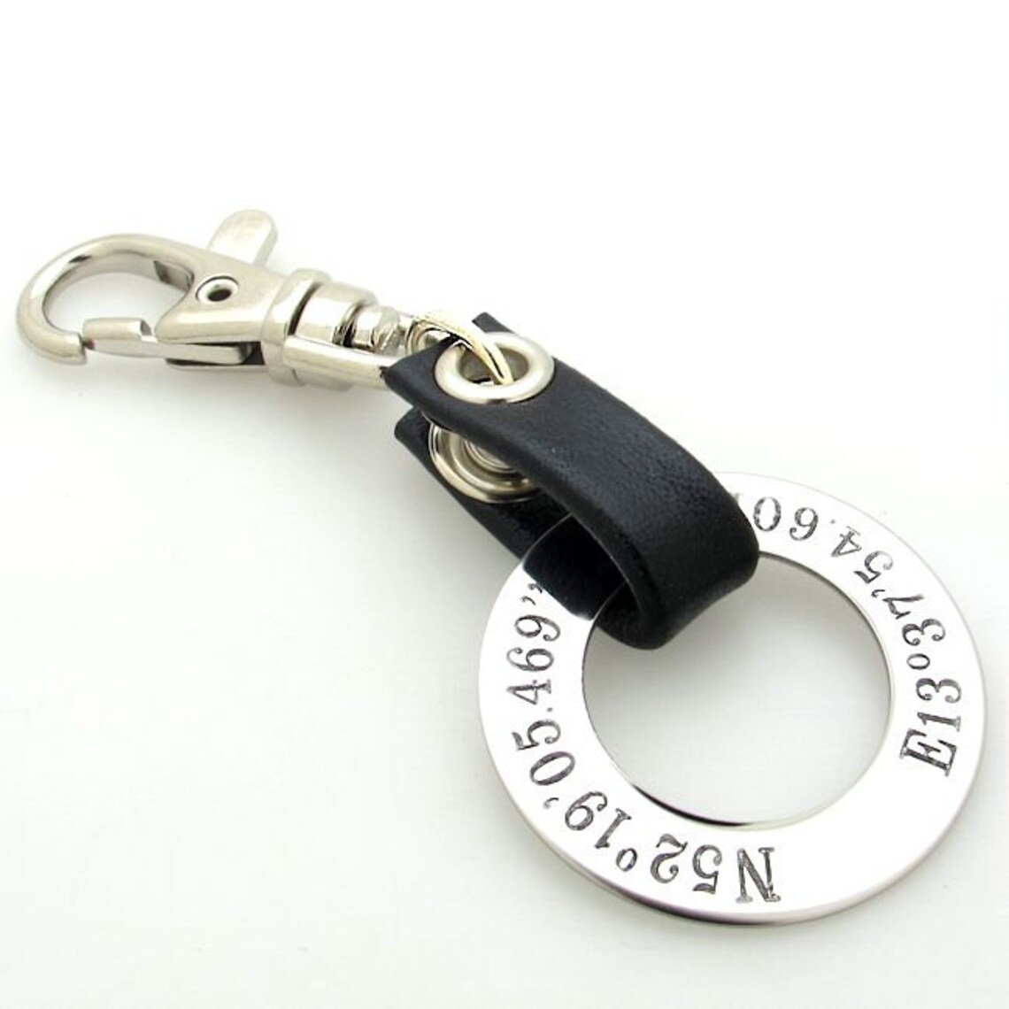 Leather Keychain Personalized Boyfriend Gift for Him Latitude Keychain ...