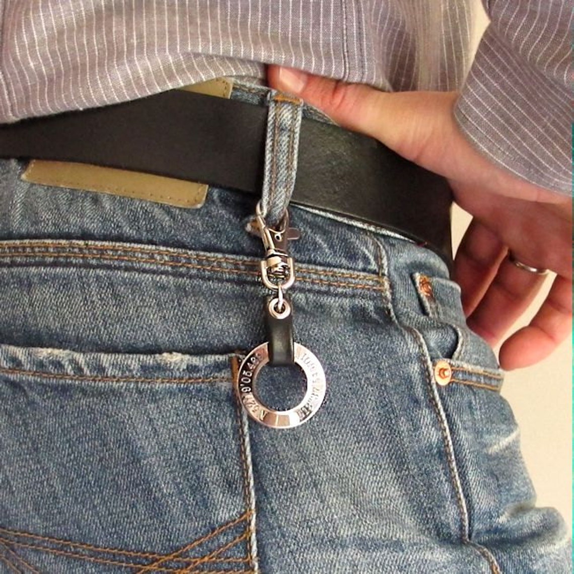 Leather Keychain Personalized Boyfriend Gift for Him Latitude Keychain ...