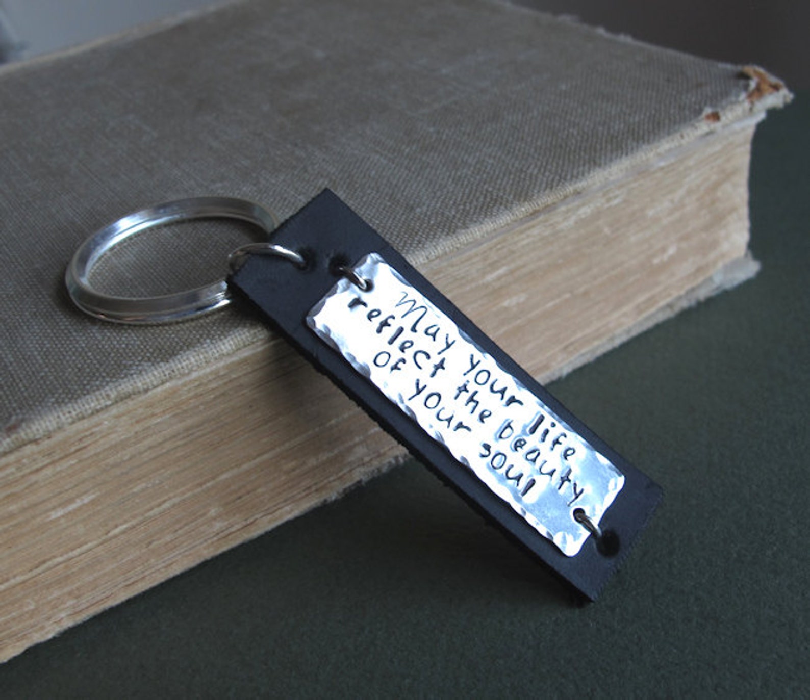 Engraved Leather Keychain Mens Personalized Keychain Custom | Etsy